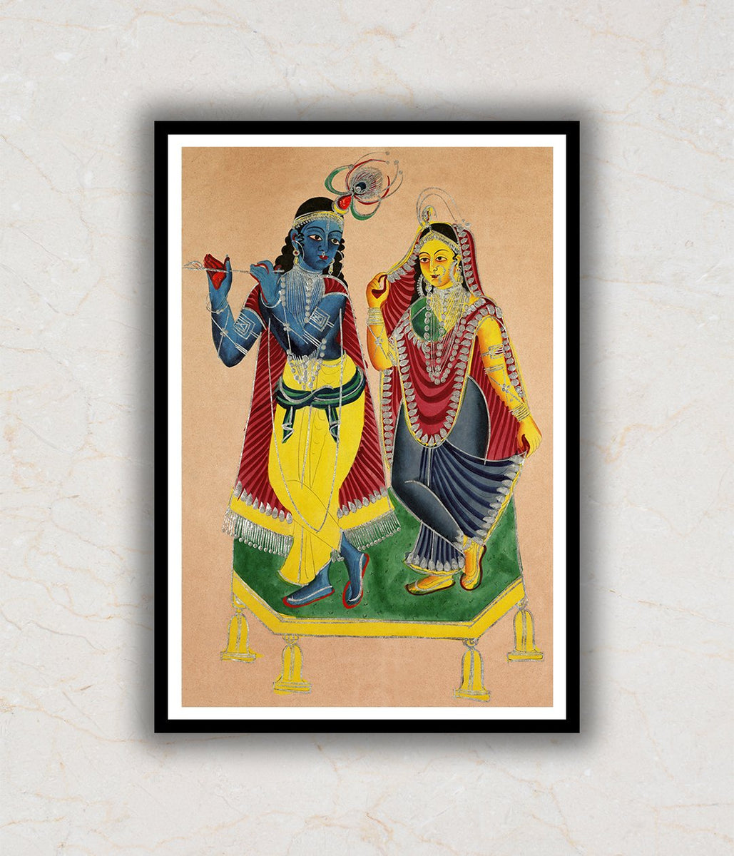 Radha Krishna Kalighat Art Painting For Home Wall Art Decor – TheBimba.in