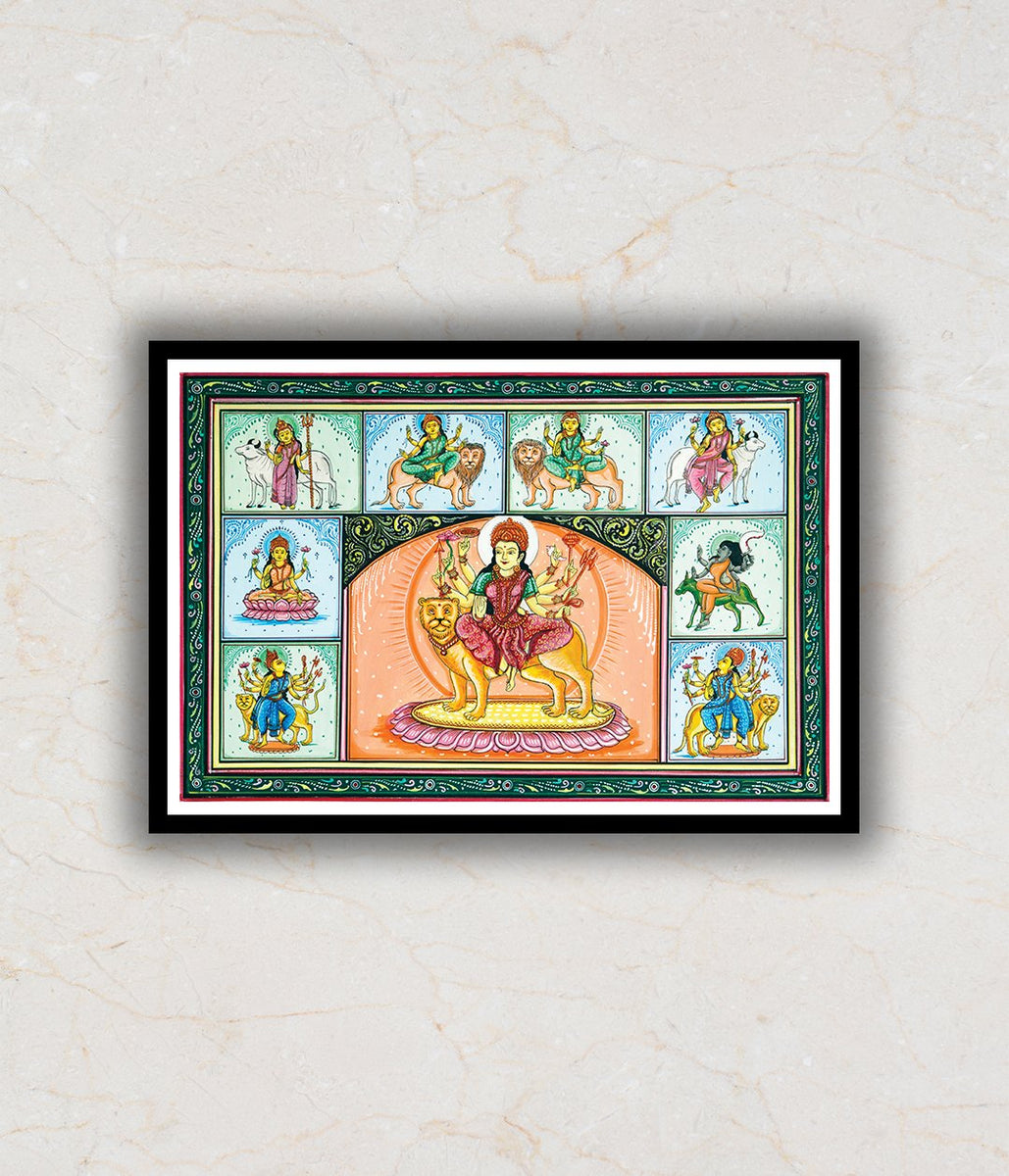The Incarnations of Durga Pattachitra Art Painting For Home Wall Art D ...