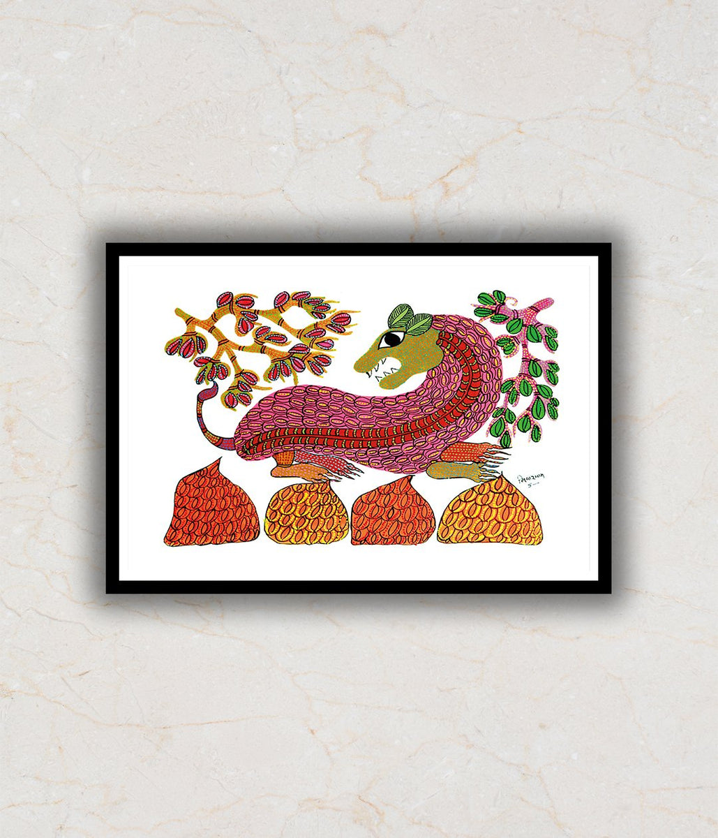 Lion Gond Art Painting For Home Wall Art Decor – TheBimba.in