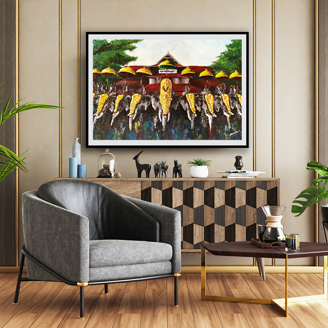 The Thrissur Pooram Paitning Artwork For Home Wall Decor – TheBimba.in