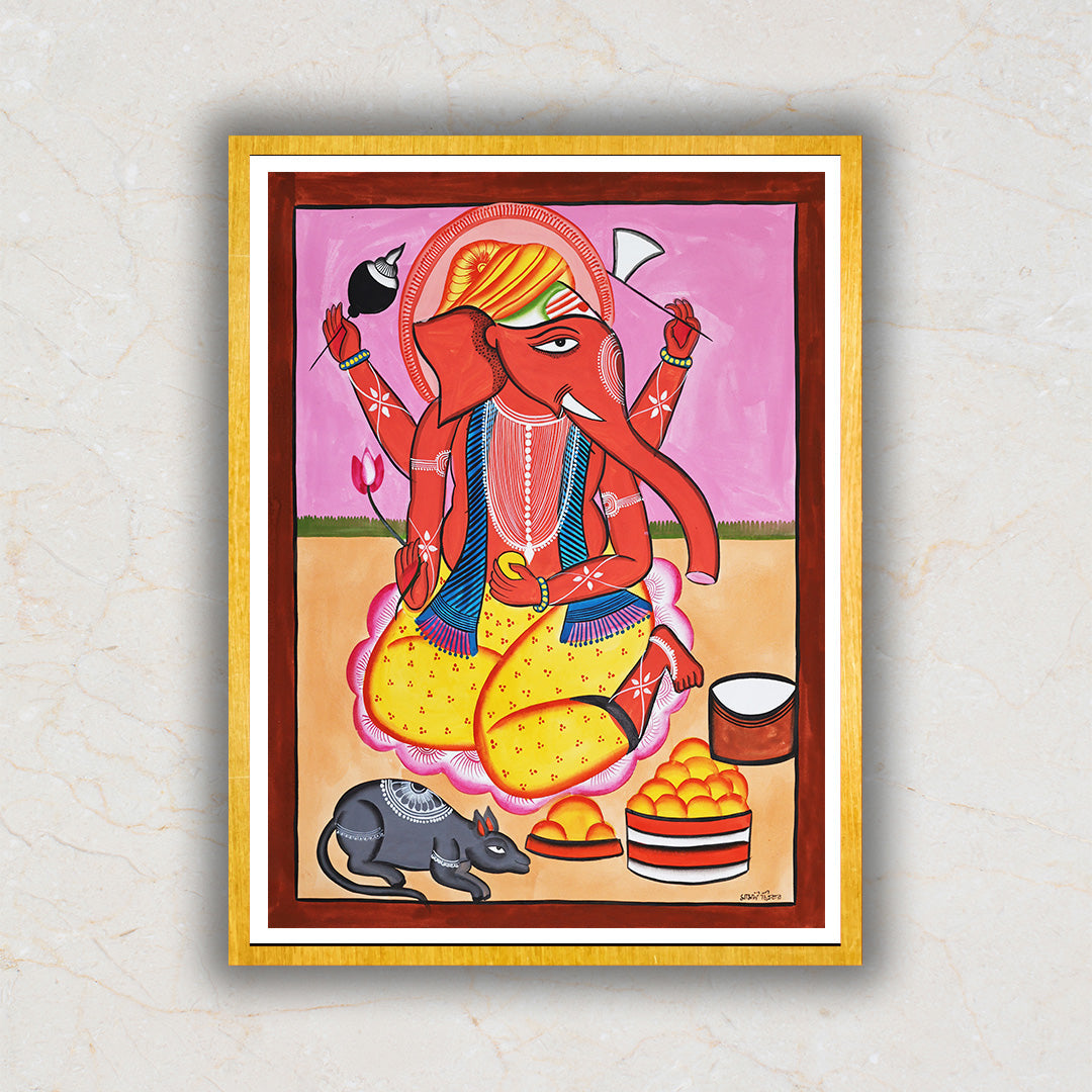 Lord Ganesha Kalighat Art Painting For Home Wall Art Decor – TheBimba.in